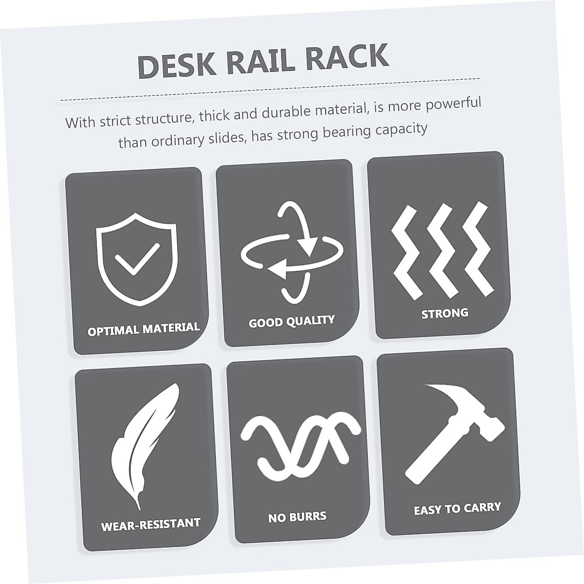 STOBOK 1 Pair Keyboard Rails Computer Desk Shelf Steel Office