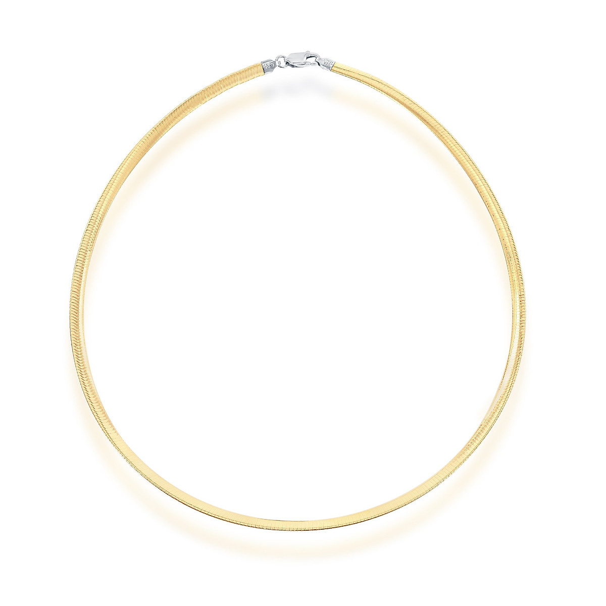 Beaux Bijoux Reversible Omega Necklace For Women - Two Tone Silver 18k Gold Omega Chain Necklace - Gold Choker Necklaces For Women - 18k Gold Necklaces For Women (18 inch 4mm - 18k Gold and Silver)