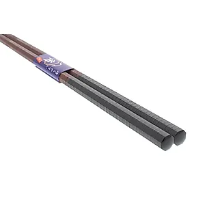 Ishida Chopsticks, Made in Japan, Octagonal Line, Wood, Natural Wood, Lacquer, Tip Angle, 9.1 inches (23 cm), Black