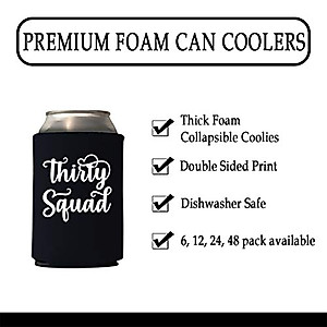 Veracco Thirty AF 30 Years Can Coolie Holder 30th Birthday Gift Dirty Thirty Squad Party Favors Decorations (Black/White, 6)