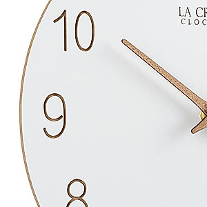 La Crosse 404-3630B 12" Sierra Wood Quartz Analog Wall Clock, White