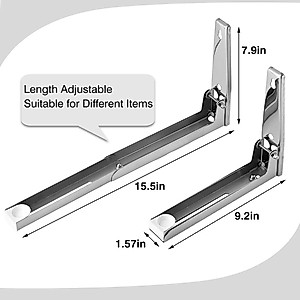 Microwave Bracket Wall Mount Heavy Duty Under Cabinet Microwave Mount Holder Stainless Steel Folding Shelf Microwave Mount Universal Rack Kit 2 Pack Silver