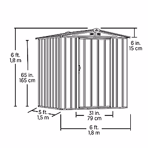 ARROW 6' x 5' EZEE Galvanized Steel Low Gable Shed Charcoal, Storage Shed with Peak Style Roof