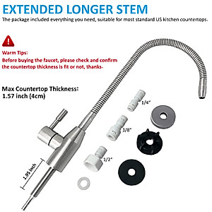 2024 Update Kitchen Water Filter Faucet with Flexible Gooseneck, Lead-Free Drinking Water Faucet Safety for Water Filtration Systems or Reverse Osmosis Systems, Stainless Steel Beverage Faucet