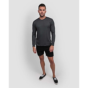 INTO THE AM Premium Long Sleeve Shirts for Men Casual Work Sun Protection Plain T-Shirts for Gym Construction (Charcoal, Small)