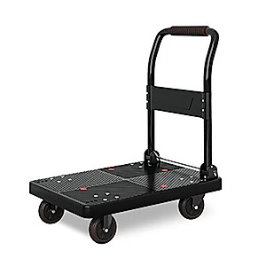 Folding Platform Cart, Rolling Flatbed Cart Hand Platform Truck Push Dolly Heavy Duty Space Saving Collapsible/550 Lb. Load Capacity/for Loading
