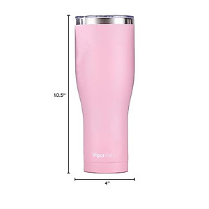 VIGOR PATH Insulated Tumbler Cup with Slide Lid, Double-Walled Vacuum Stainless Steel Water Bottle Travel Mug - Leak-Proof Thermal Cup for Home and Outdoor Adventures - 40oz (Pink)