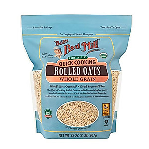 Bob's Red Mill Organic Quick Cooking Rolled Oats, 32-ounce (Pack of 4)