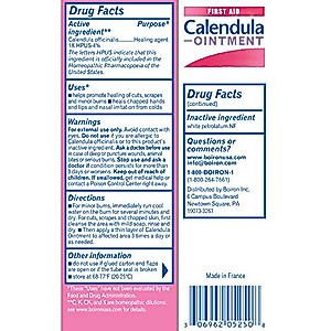 Boiron Calendula Ointment for Relief from Minor Burns, Cuts, Scrapes, and Insect Bites - 3 oz (3 Pack of 1 oz)