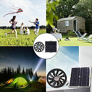 VIGAN 100W Solar Panel Powered Fan 10 Inch Mini Ventilator Solar Exhaust Fan for Dog Chicken House Greenhouse RV Fan Charger, Black, 28CMX3CM