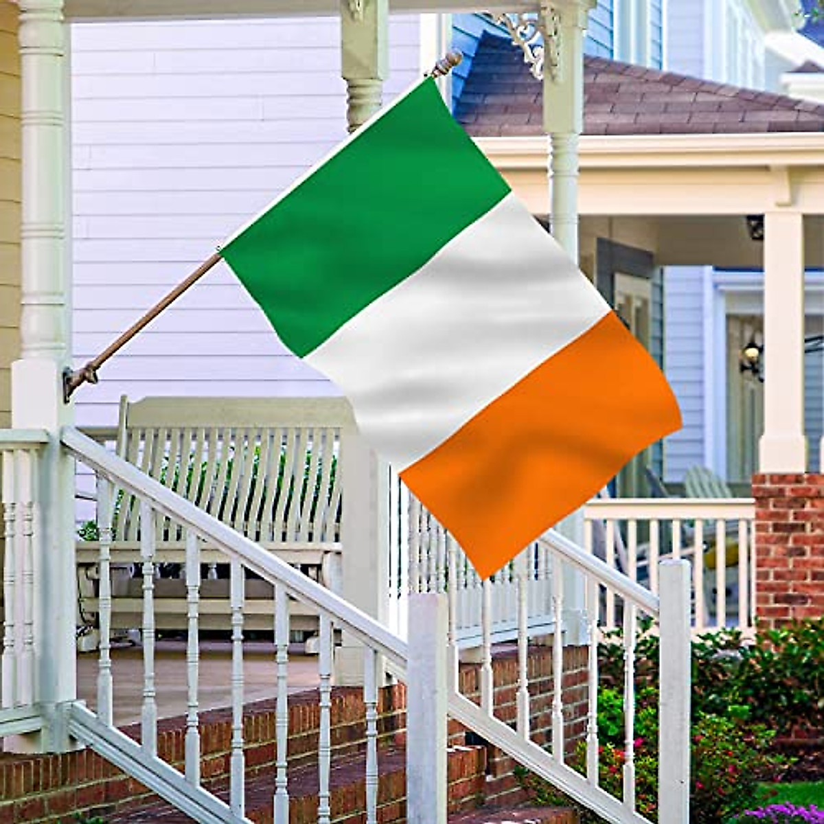 tnpun Irish Flag 3x5 Outdoor Heavy Duty Ireland Flags Double Sided Vivid Color National Country Flags 210D Nylon Cloth with 2 Brass Grommets 4 Rows of Stitches