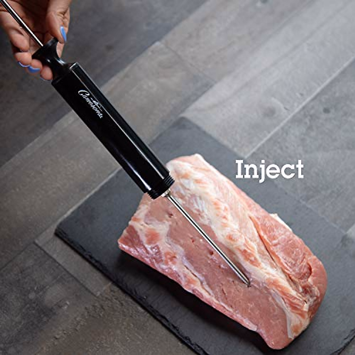 3-in-1 Barbecue Injector Basting Mop - Includes BBQ Chain Basting Brush & Meat Syringe to Baste, Marinate & Inject Food with Flavor - Grilling Accessory for Indoor Outdoor Use- Father's Day BBQ Gift