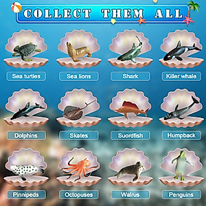 EARTH'SCODE Ocean Animals Dig Kit, Seashell Excavation Dig Bricks, Science Educational Gift for Kids