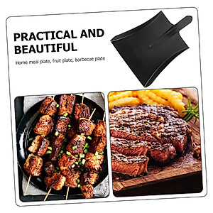 GANAZONO Plate Outdoor Dinnerware Outdoor Wok Black Plates Dinner Plate Stoneware Dinner Plates Bbq Serving Platter Bbq Fruit Plate Bbq Plate Bbq Grill Tableware Meat Black Snack