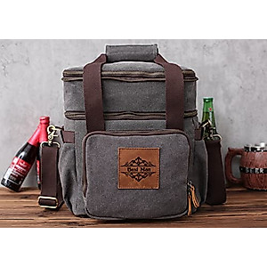 Personalized Cooler Bag, Groomsmen Gift Cooler, Insulated Double Compartment Lunch Cooler Bag, Reusable Lunch Box for Office Work Picnic Beach, Grey