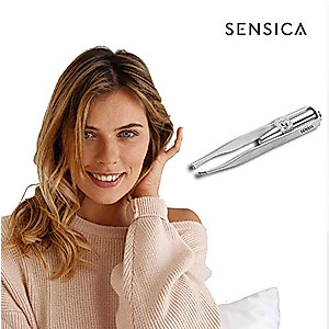 Sensica ‘Lumi’ Tweezers with Light - Precision Slant Tip Eyebrow Tweezers for Women with Finest Point Grip for Professional Results - Accurate, Durable, Hygienic