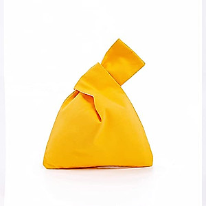 YINGKOR Cotton Canvas Plain Color Japanese Bag Wrist Wristlet Handbag Sleeve Knot Pouch Portable Purse Tote Gift Bag Pack (Collette)