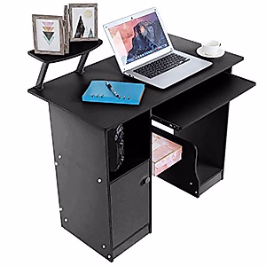 Nihewoo Computer Desk with Storage Shelves,Home Office PC Laptop Desk Sturdy Writing Desk Writing Computer Desk Black
