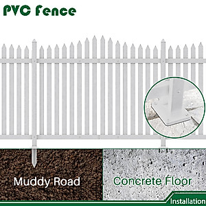 Goleray Garden Fence Decorative Vinyl Picket 1Set Contain 2Panels, 34.6" Hx 84" W PVC White Plastic Barrier Fencing for Outdoor Porch Patio Front Door Pool(34 Pickets, Scalloped)