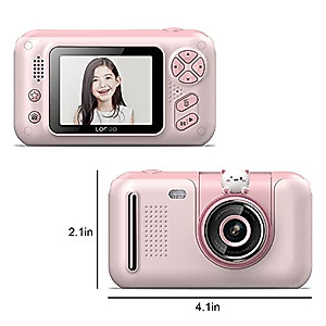 Christmas Children's Digital Camera 3-10 Years Old Christmas Birthday Gift 2.4 Inch 1080P Toddler Camera Portable Handheld Reversible Children's Digital 32GB Memory Camer, Gift for