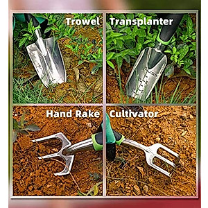 Garden Tools Set,Gardening Tools for Woman Man Gardening Kit 11 Pieces,Gardening Tools for Gardening Gifts,Heavy Duty Aluminum Hand Tool,Handle Gardening Planting Tool Set with Apron,Storage Tote Bag