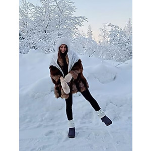 TEMOFON Womens Winter Snow Boots: Warm Fur Lined Ankle Booties Waterproof Slip On Booties Comfortable Outdoor Shoes with Zipper Blue Size 10