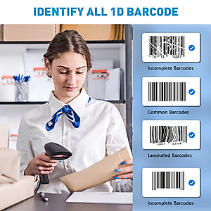 JRHC Barcode Scanner,1D Handheld USB Wired CCD Barcode Reader Supports Screen Scan UPC Bar Code Reader for Warehouse, Library, Supermarket