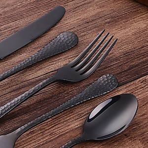 20-Piece Black Flatware Silverware Set, Bisda Stainless Steel Cutlery Sets, Multipurpose Use for Home, Kitchen, Restaurant, Hotel Tableware Utensil Service for 4