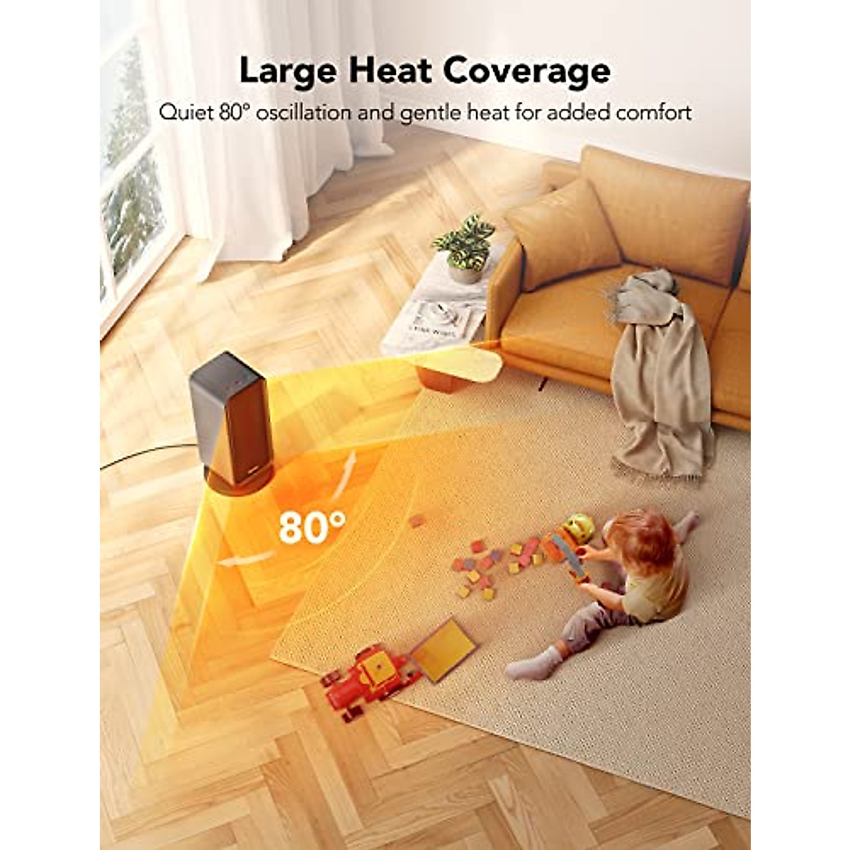 Govee Space Heater, Smart Electric Space Heater with Thermostat, Wi-Fi & Bluetooth App Control, Works with Alexa & Google Assistant, 1500W Ceramic Heater for Bedroom, Indoors, Office, Living Room