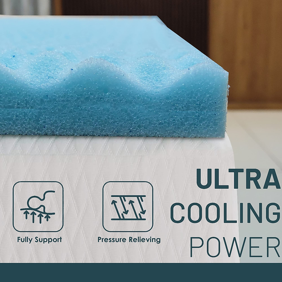 Zayton, 1-Inch Premium Convoluted Gel Memory Foam Toppers for Enhanced Comfort and Support, Twin, Blue