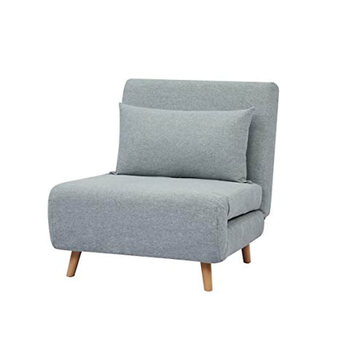 GIA Tri-Fold Light Gray Single Seat Convertible Futon with wooden effect leg/Sofa Bed with Romevoable pillow, Extra Thickness,Flexible position change and Space-Saving.