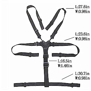 Twoworld Baby High Chair Seat Cushion Liner Mat Pad Cover Resistant and High Chair Straps (5 Point Harness) 1 Suit (Fashion Gray)