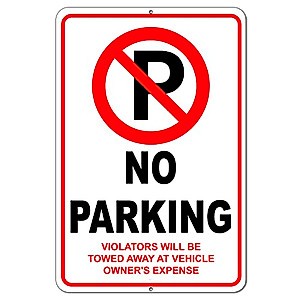 No Parking Signs - No Parking Signs for Driveways Aluminum 8x12 - No Parking Signs Will Be Towed- Do Not Block Driveway Sign - Please No Parking Sign - No Parking Signs Metal