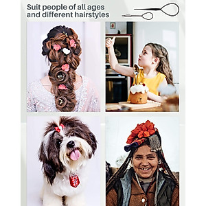 Topsy Tail Hair Tool for Women with 100 Colorful Hair Elastics, 12 Pcs Pull-Through Hair Accessories for Girls by MoHern