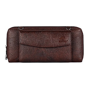 The Clownfish Vegan Leather Wallets for Women Ladies Purse Handbag Clutch Bag-Dark Brown