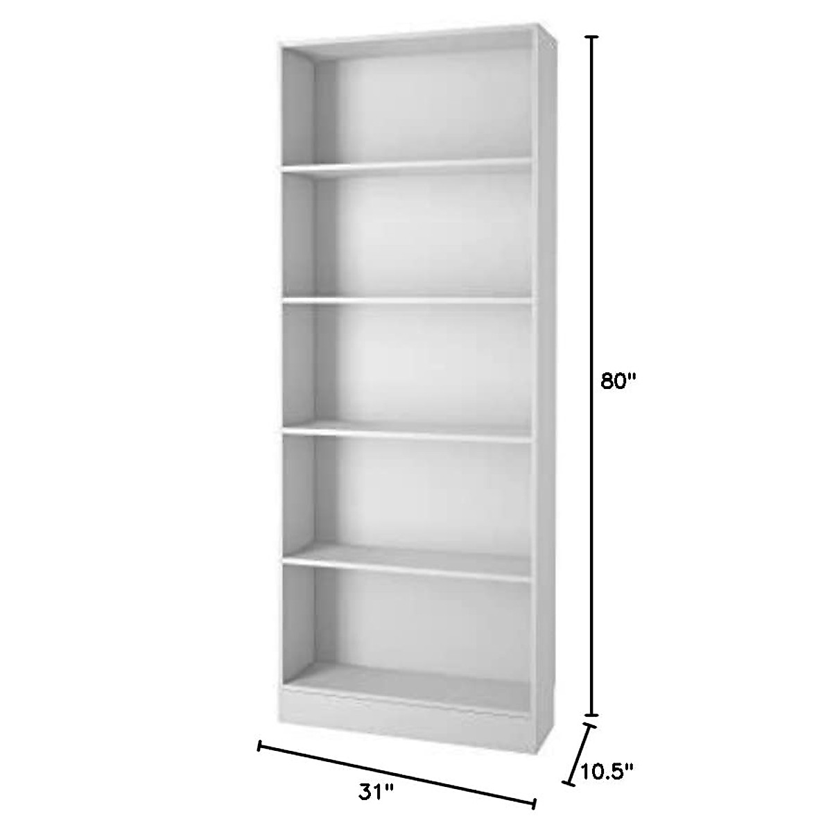 Tvilum Element Wide 5 Shelf Bookcase, Tall, White