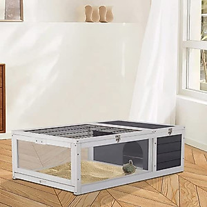 Tortoise House Wooden Turtle Habitat w/Removable Bottom, Large Reptile Cage Indoor Small Animals Habitats for Lizards, Bearded Dragon