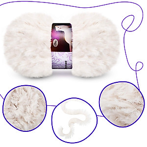 2 Pieces Skeins Soft Fur Yarn Fuzzy Fur Yarn Chunky Fluffy Faux Fur Yarn Eyelash Yarn Cream Fur Yarn for Crochet Blanket Rug Clothes Knitting Project, 30 Meter and 50 Gram for Each (Beige)