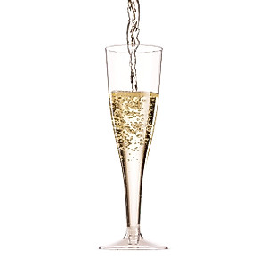 Munfix 100 Pack Plastic Champagne Flutes 5 Oz Clear Plastic Toasting Glasses Disposable Wedding Thanksgiving Party Cocktail Cups