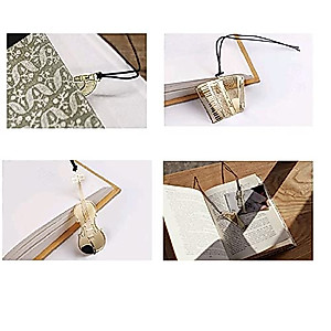 6 Pcs Musical Instrument Bookmark Metal Plated Creative Bookmark Literary Music Bookmark with Lanyard for Opening Ceremony Birthday Celebration Gift