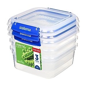 Sistema KLIP IT Plus Food Storage Containers | 1.15L | 3 Piece Airtight Containers Set | Leak-Proof Seal | Easy Locking Clips | BPA-Free