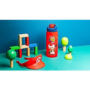 Zak Designs The Super Mario Bros. Movie Water Bottle For School or Travel, 25 oz Durable Plastic Water Bottle With Straw, Handle, and Leak-Proof, Pop-Up Spout Cover (Mario, Toad)