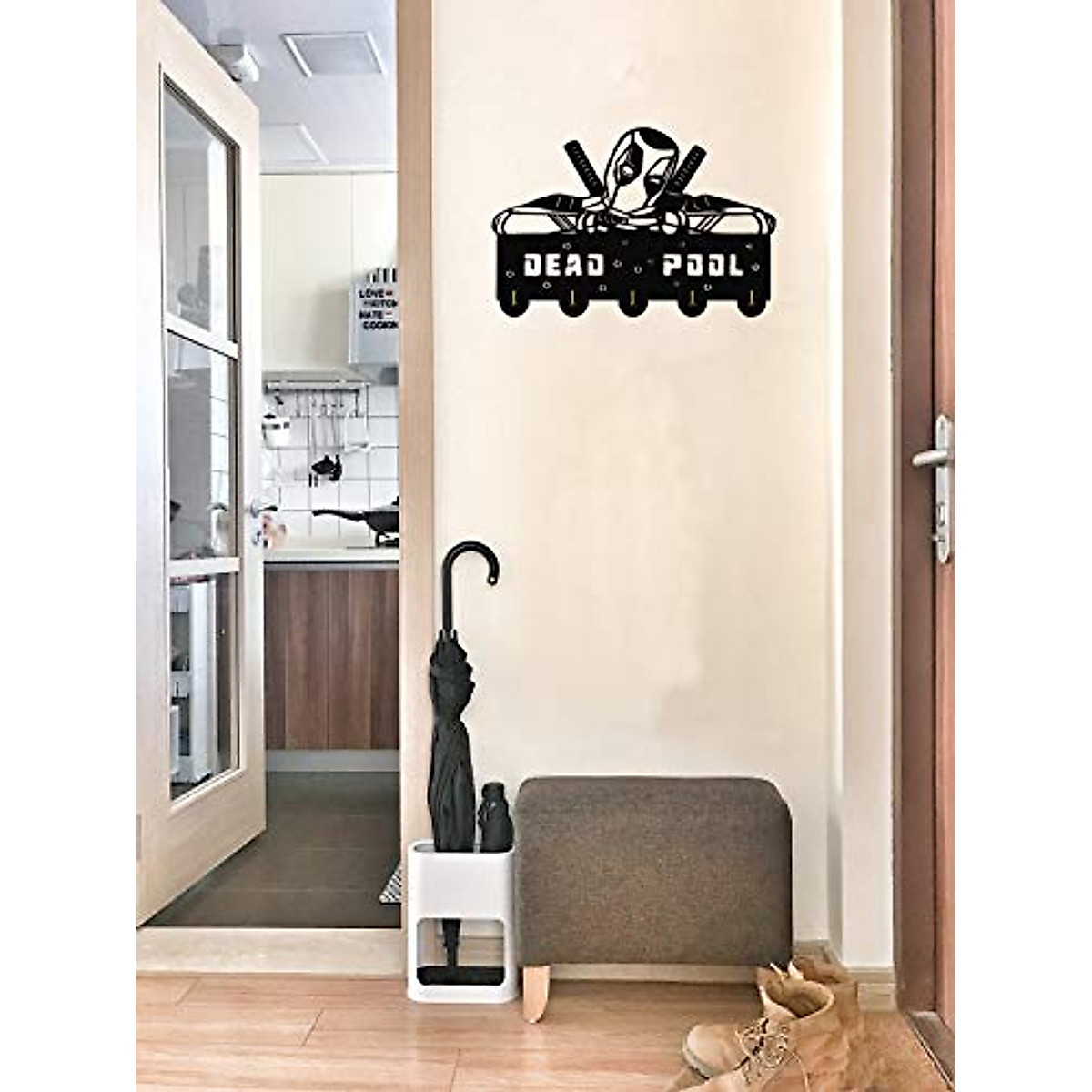 YSdesign Deadpool Key Hooks-Marvel Super Hero Wall Hooks Heavy Duty 20LB(Max),Wade Winston Wilson Wall Décor,Wood Coat Hooks, Key Holder,Key Hanger for Wall、Entryway and Kitchen