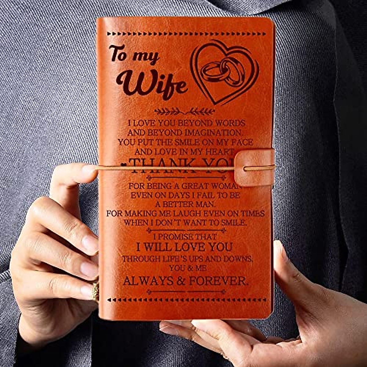 Giftrry Wife Gifts from Husband, To My Wife Leather Journal, 140 Page Wife Refillable Writing Journal, Anniversary Wedding Christmas Gifts for Wife from Husband, Romantic Gifts for her