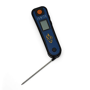 Ignite Instant Read Thermometer - Push Button FLIP-Out Design- Digital Thermometer for Kitchen, Outdoor Cooking, BBQ, and Grill!