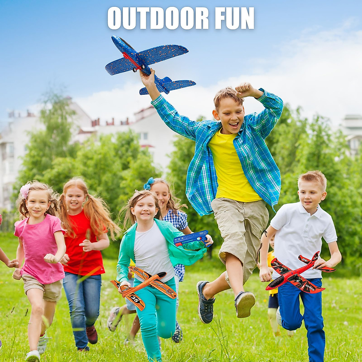 Funmas 3 Pack Airplane Launcher Toys, 2 Flight Modes Throwing Foam Glider Catapult Plane, Outdoor Flying Game Outside Toys for Ages 3 4 5 6 7 8 9 10 11 12 Years Old Boys Girls Kids Birthday Gifts