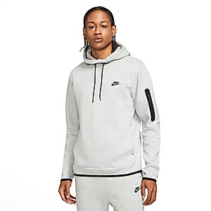 Nike Men's Sportswear Tech Fleece Pullover Hoodie (Medium, Dark Grey Heather/Black)
