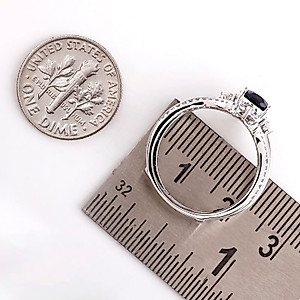 ZKS Designs Created Blue Sapphire and Created White Sapphire Gemstone Bridal Ring-Set For Women - 925 Sterling Silver - Ring Enhancer Band Bridal Set - Gemstone Birthstone Rings for Women (7)