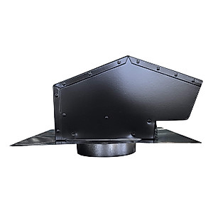 Builder's Best 84035 Galvanized Steel Roof Vent Cap with Damper & Removable Screen, 4" Diameter Collar, Black