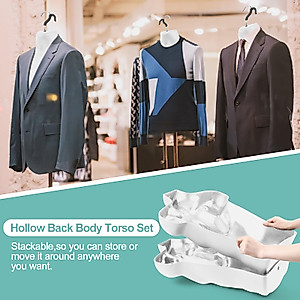 Lallisa 12 Pcs Male Mannequin Torso White Hanging Mannequin Body Torso with Hooks Half Mannequin Body Hollow Back for Sewing Dress and Shirt Display (Classic)